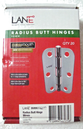 Lane "Radius" Butt Hinges 90mm x 58mm -Prime Coat GREY Loose Pin, Box ...