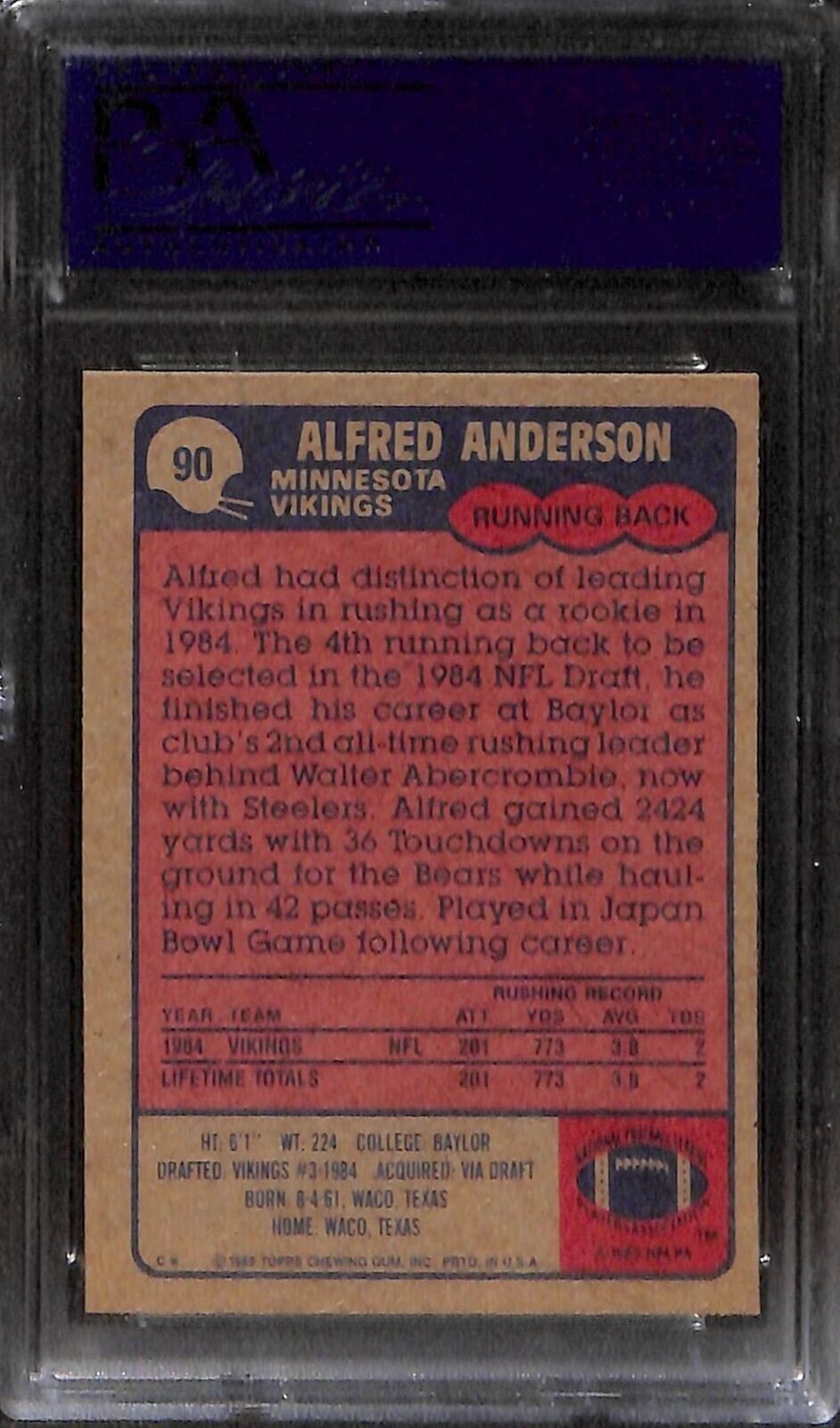 1985 Topps - #90 Alfred Anderson (RC) for sale online | eBay