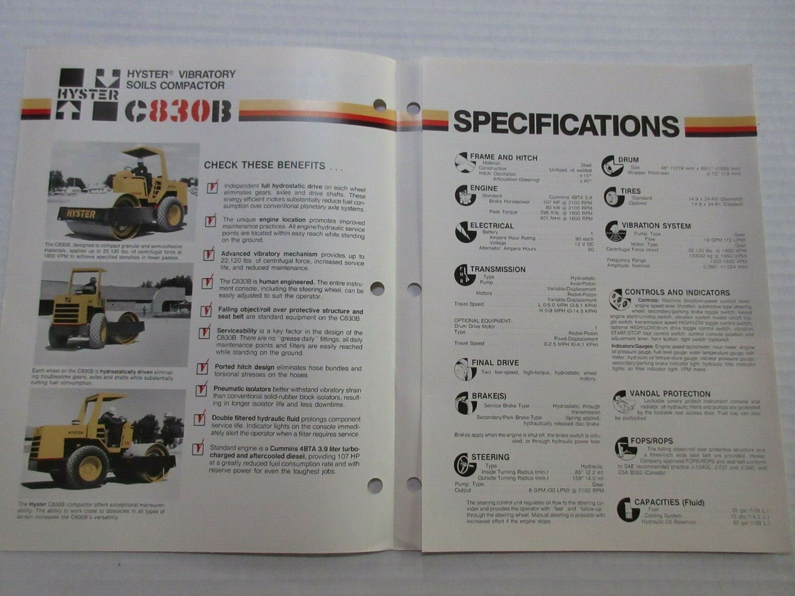 Hyster C830B Vibratory Compactor Sales Brochure | eBay