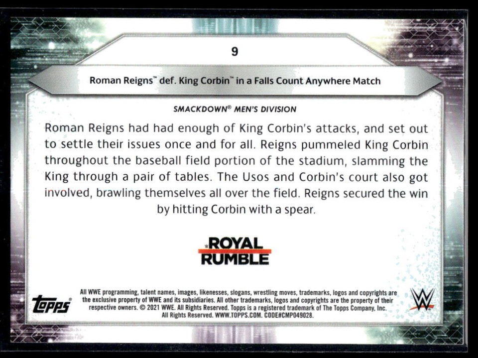 2021 Topps Royal Rumble #9 Roman Reigns | eBay
