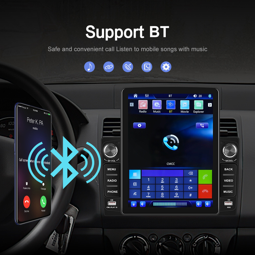 Double Din Touch Screen Bluetooth Car Stereo Radio Player FM Carplay ...