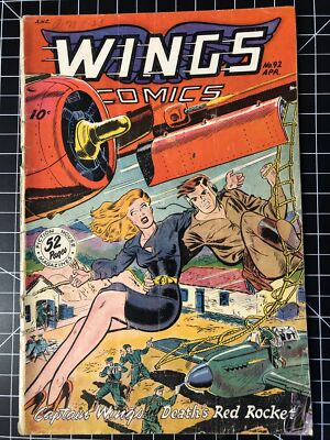 WINGS COMICS #92 Golden Age Pre Code FICTION HOUSE 1948 Bob Lubbers B26 ...