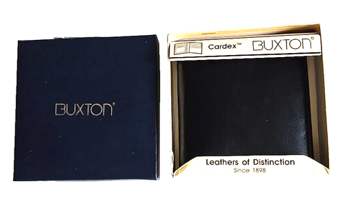Buxton Cardex Men's Black Leather Two-Fold Wallet Vintage Attached New ...