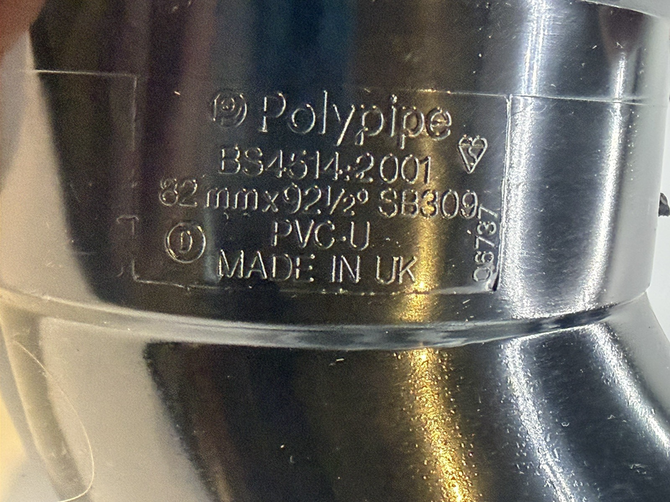 3 X Polypipe 82mm / 3" Push Fit Soil 92.5 Deg S/S Bend SB309 Black NEW ...