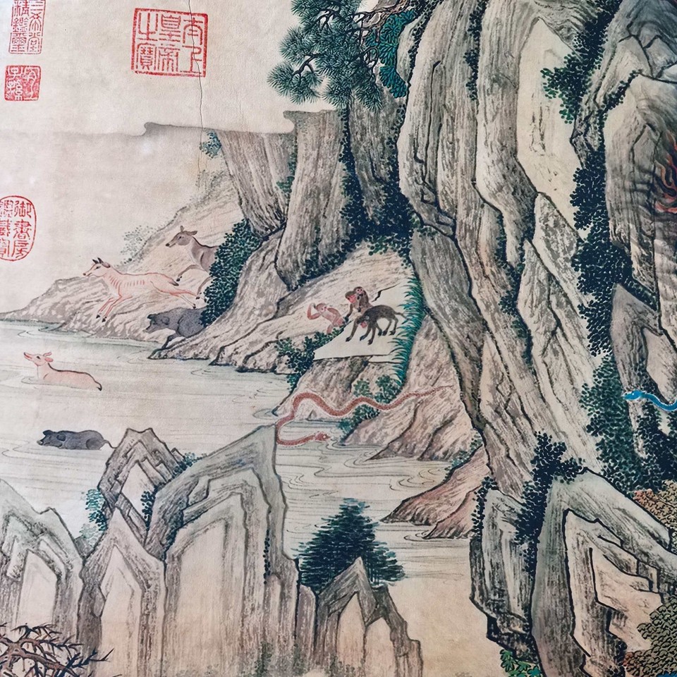 Chinese Old Scroll Dayu's Flood Control Map Rice Paper Painting | eBay