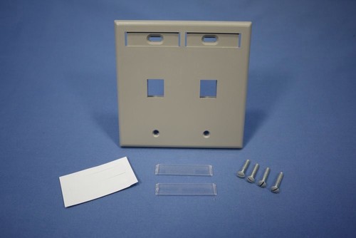 Leviton Gray Quickport 2-Gang 2-Port Cubicle Jack Wall Plate ID Window ...