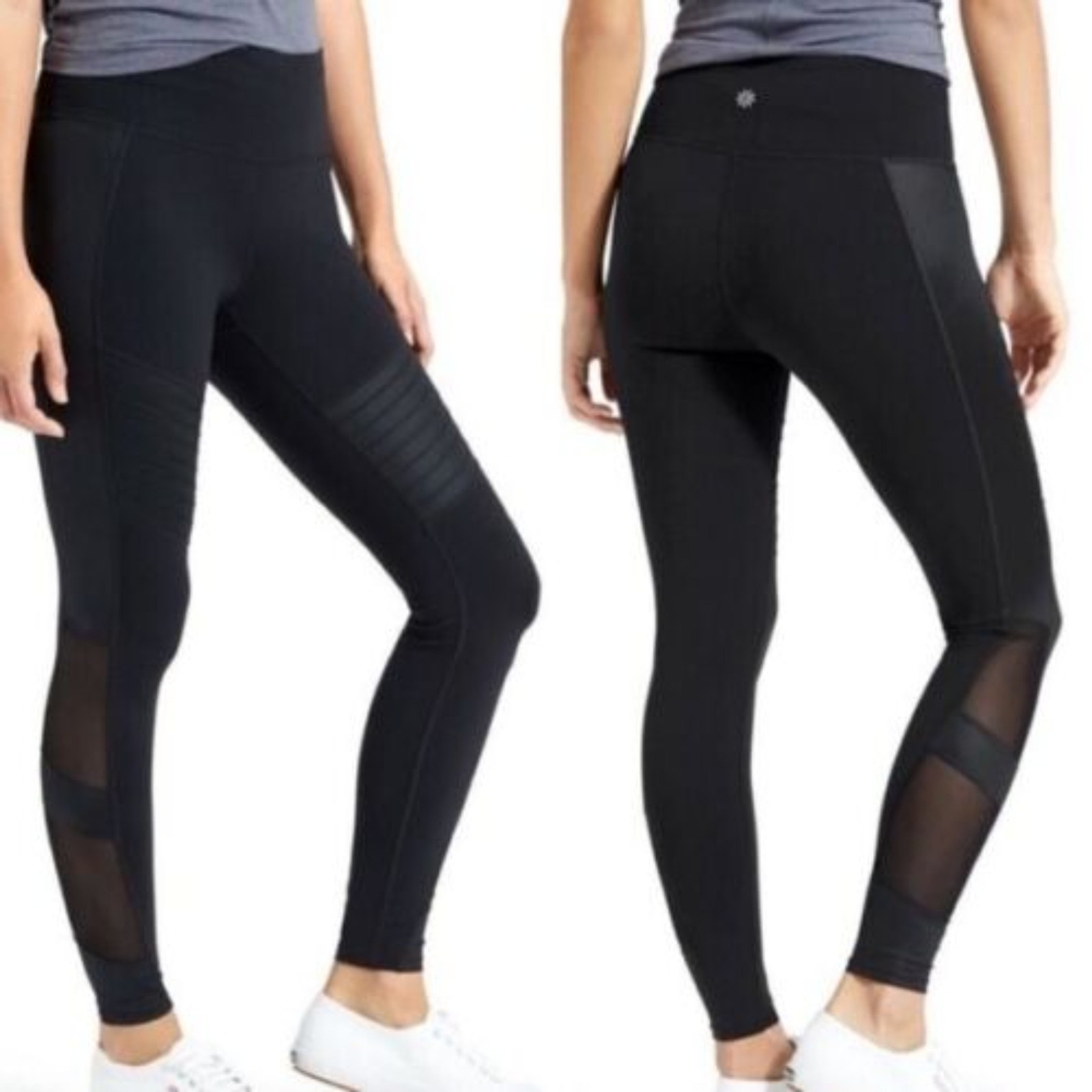 Athleta High Rise Powerful Gleam Moto Legging Black S… - Gem