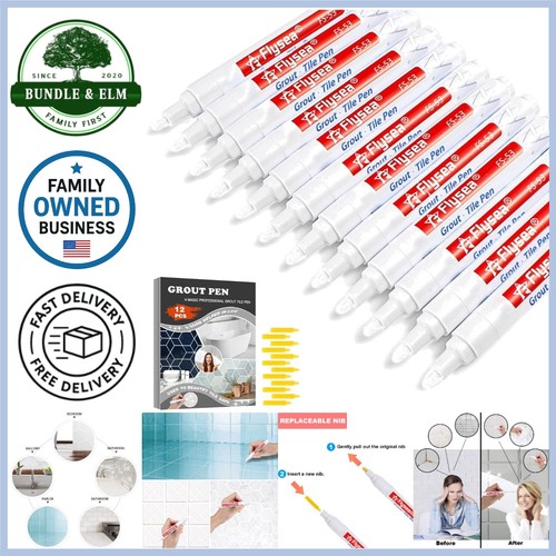 Grout Pen 12 Pack Water Based Tile Marker Repair Pens for Bathroom ...