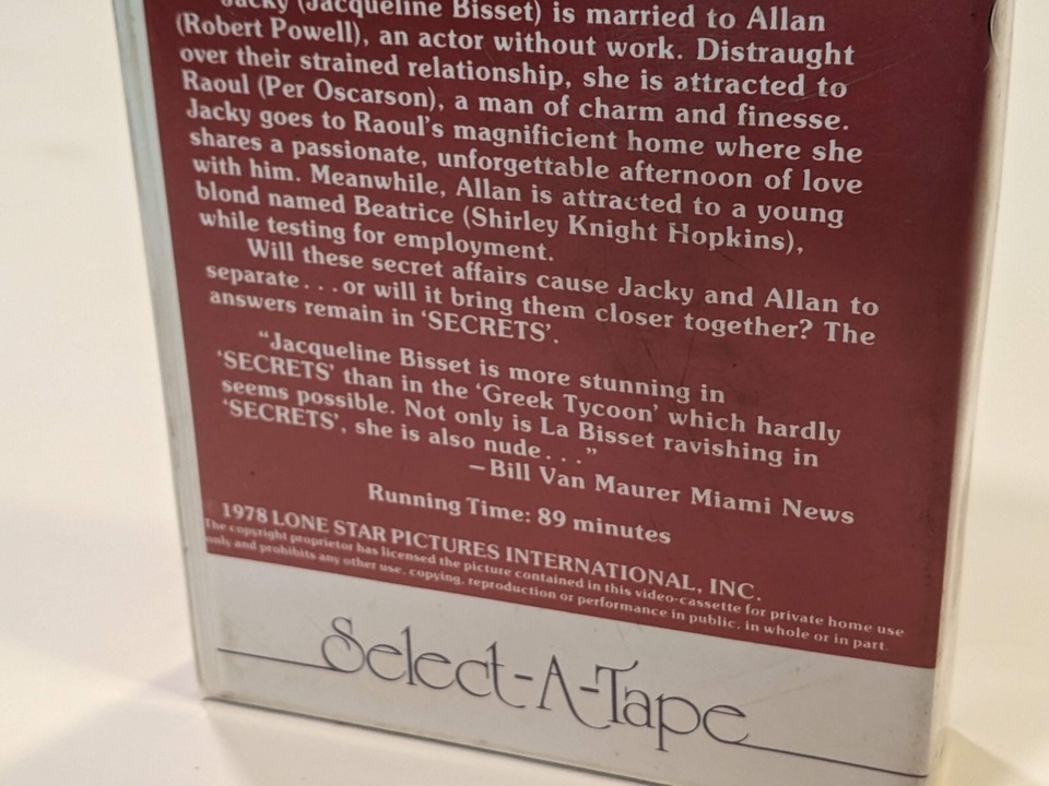 SECRETS (1978, Betamax)Vintage Videocassette Tape Jacqueline Bisset ...