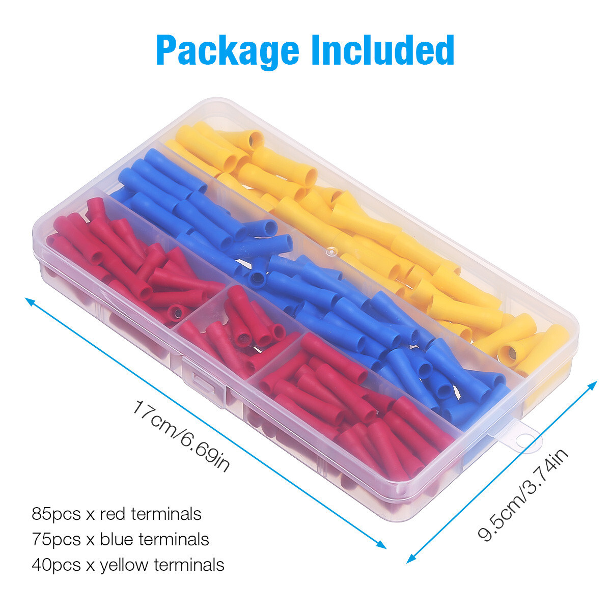 200PCS Insulated Crimp Splice Terminals Straight Electrical Wire Butt ...