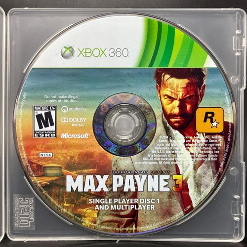 Max Payne 3 (Microsoft Xbox 360) *SINGLE PLAYER DISC 1 & MULTIPLAYER ...