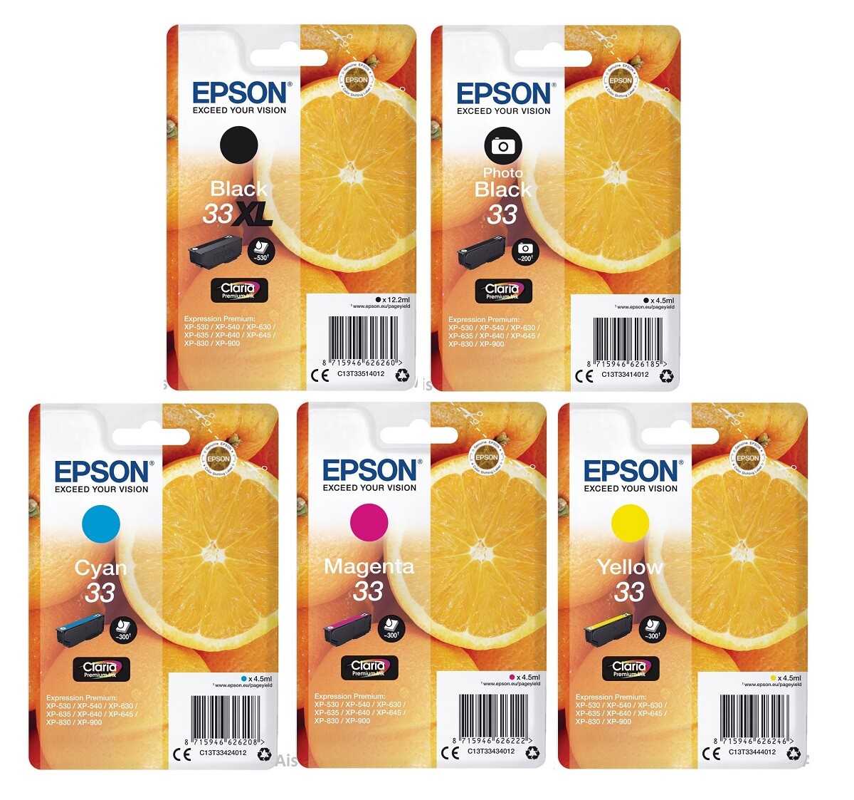 Genuine Epson 33, Orange Ink Cartridges, XP-530, XP-630, XP-635, XP-830 ...