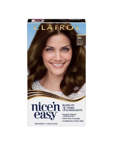 Clairol Nice'n Easy Permanent Hair Color, 5N Medium Neutral Brown ...