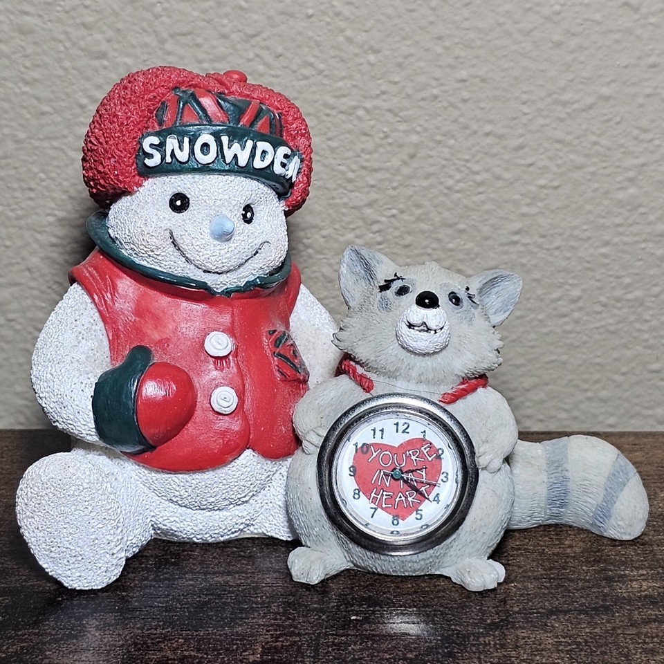 Christmas Snowden Snowman Stuffed Animal Toy & Raccoon Figurine 16 ...