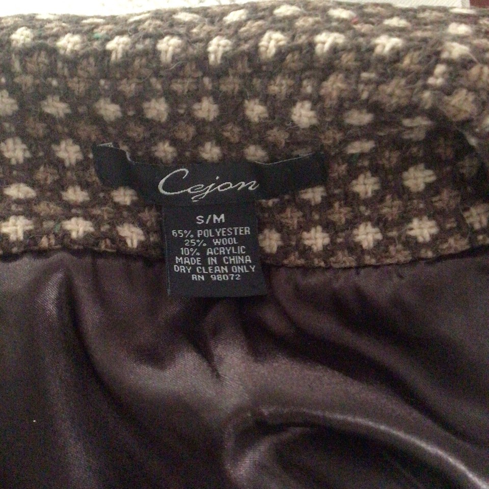 BROWN/TAN CAPE JACKET BY CEJON WOOL/POLY LDS S/M NEW NEVER WORN CLASSY ...
