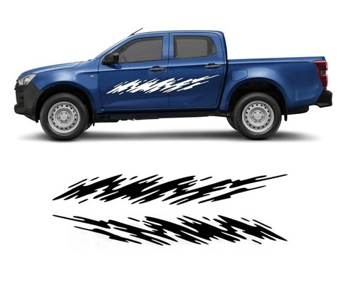 2 PCS Racing Sport Mud Splash Stripe Decal For Isuzu D-max Side Door ...