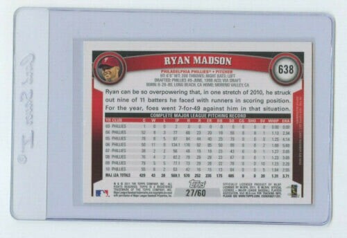 2011 Topps Series 2 Black Border Parallel Ryan Madson 27/60 #638 | eBay