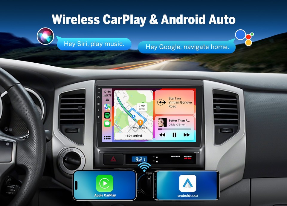 For Toyota Tacoma 9" IPS Touch Screen Car Radio Android 14 CarPlay GPS ...