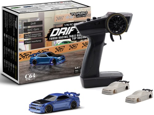 Turbo Racing 1:76 Scale Drift RC Car with Gyro Mini Full Proportional ...