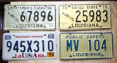 4 LOUISIANA LICENSE PLATES - 1974 TO 1993 - ORIGINAL PAINT - NR - O | eBay