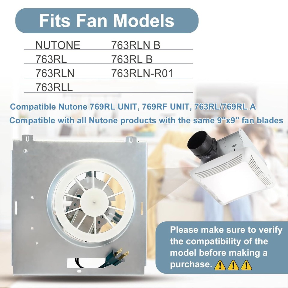 Bathroom Fan Motor Assembly 120V 1.0A Replace For NuTone 663l/669l ...