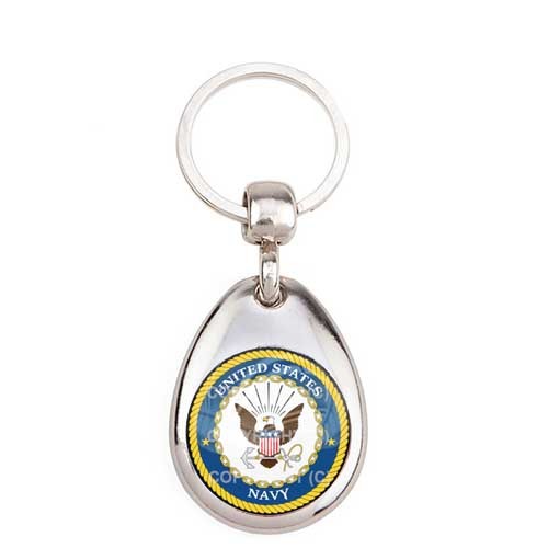Premium Teardrop Chrome Die Cast Metal Keychain Ring Fob - USN NAVY ...