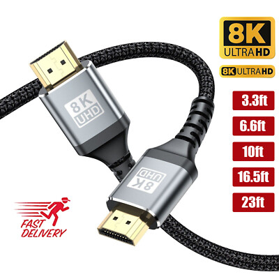 8K HDMI 2.1 UHD Cable HDTV 3D 2160P HDR 120Hz 48Gbps Dolby HDCP 2.2 RGB ...
