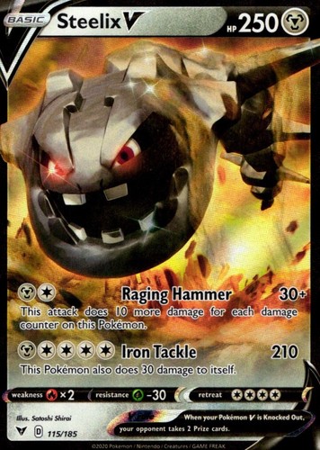 Pokemon Basic Steelix V 115/185 Vivid Voltage Rare Holo 2020 Trading ...