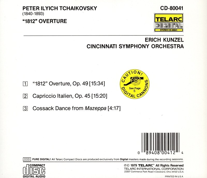 Erich Kunzel - Tchaikovsky 1812 Overture Capriccio Italien CD Telarc ...
