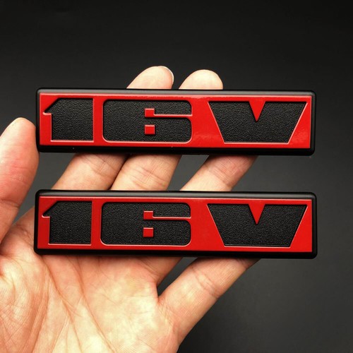 2x Red 16V Car Auto Trunk Rear Fender Front Grille Emblem Badge Decals ...
