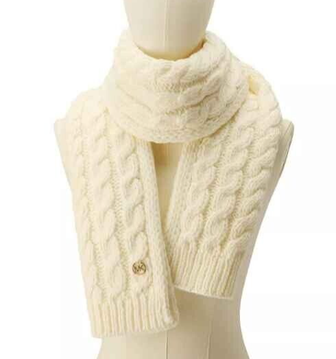 Michael Kors women's Moving Cables Cable Knit Scarf - Cream - 10" x 64 ...