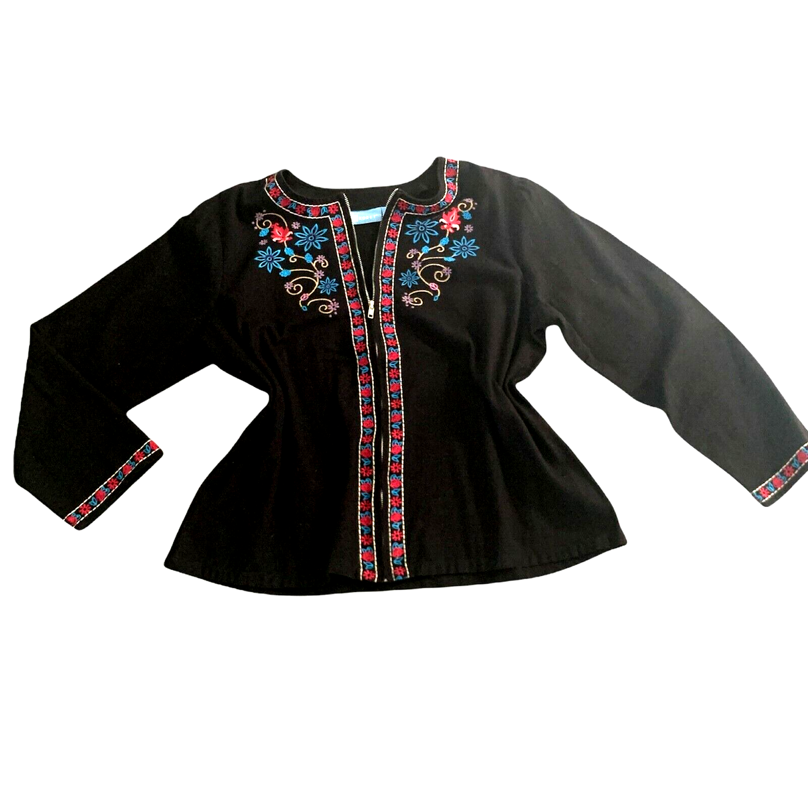 VTG Full Zip Jacket Top KORET Womens Embroidered BOHO Plus S 18 #217A ...