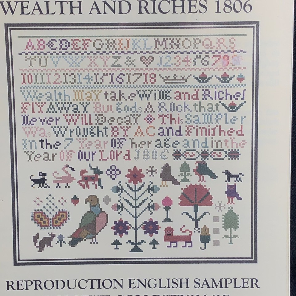 English Georgian Sampler Chart from Leon Conrad Wealth and Riches 1806 ...