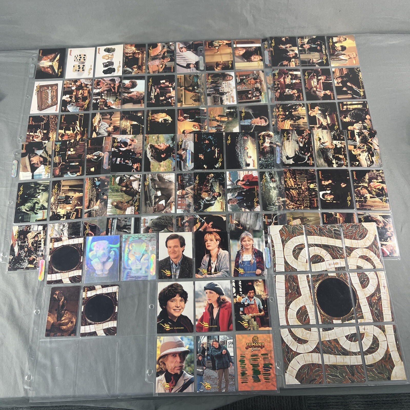 1995 FULL SET SkyBox Jumanji Card Set 1-90 + 4 Bonus Binder Sleeves ...