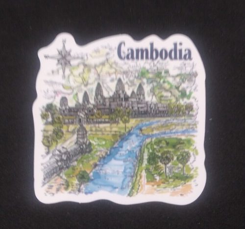 Cambodia World Cityscape Travel Sticker 1.78" (AH) | eBay