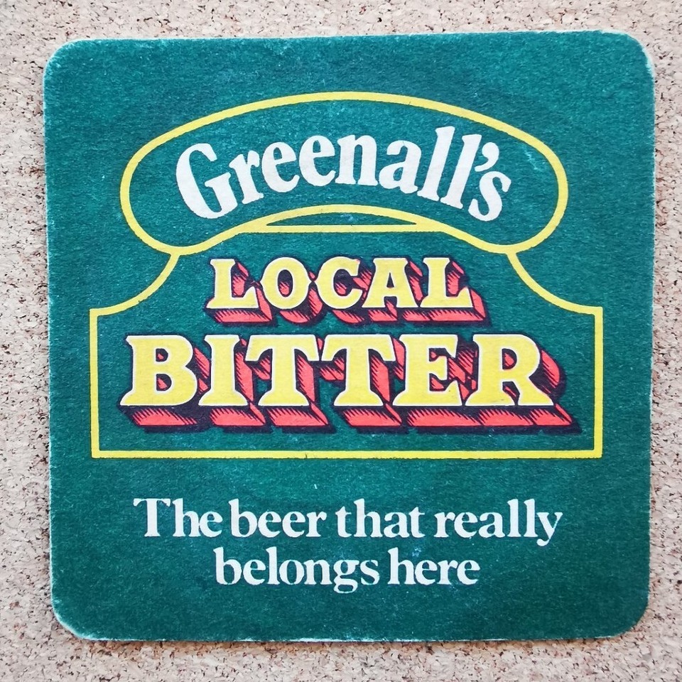 Beer Bar Mat Breweriana Coaster - GREENALLS LOCAL TIME WHITLEY LAND ...