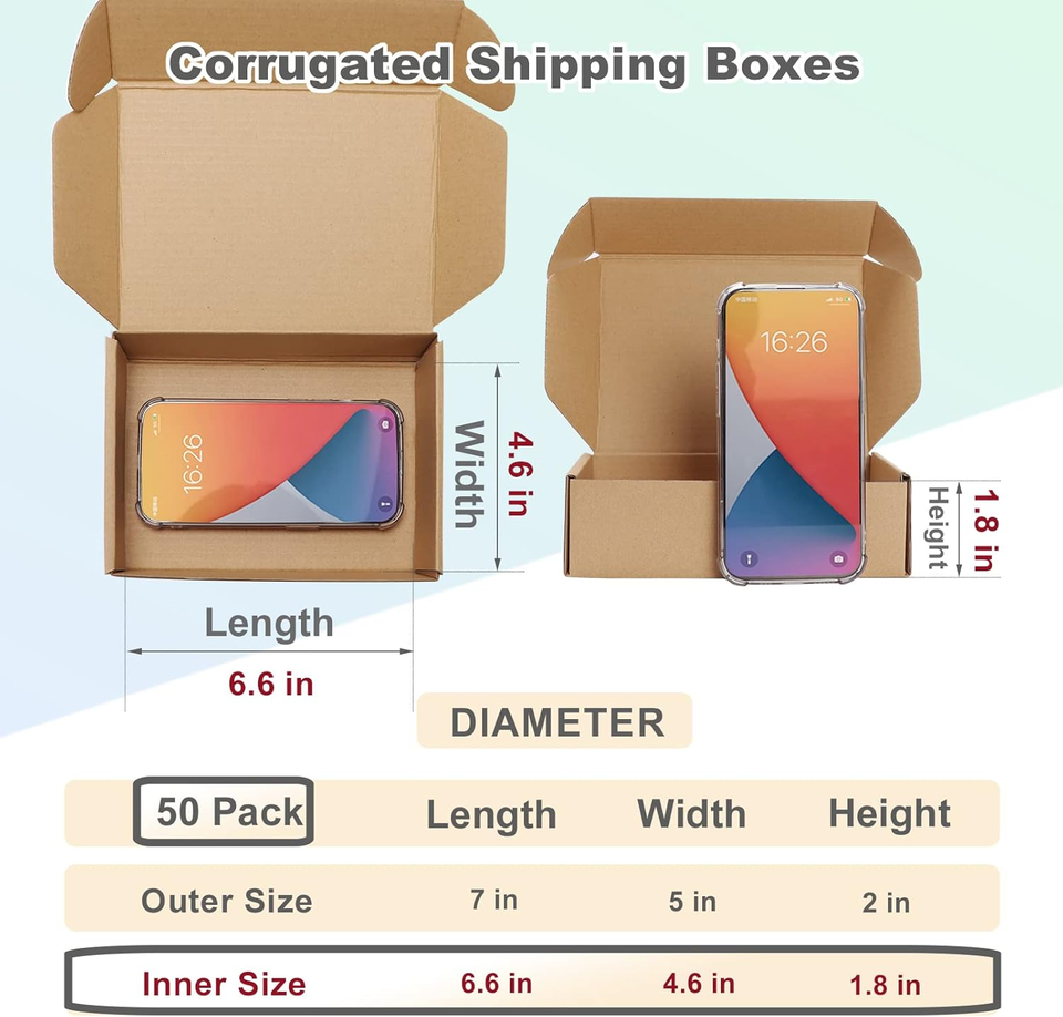 7X5X2 Inches Shipping Boxes Pack of 50, Small Corrugated Cardboard Box ...