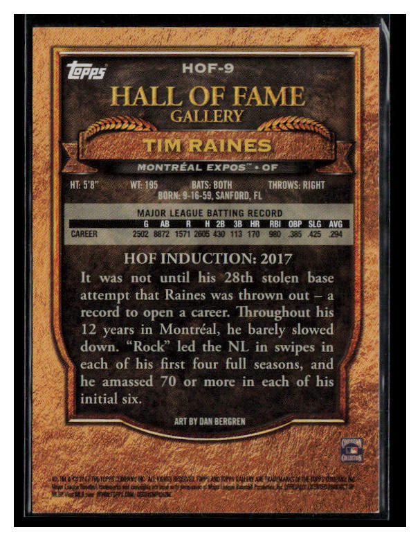 2017 Topps Gallery Hall of Fame Green #HOF-9 Tim Raines /250 | eBay