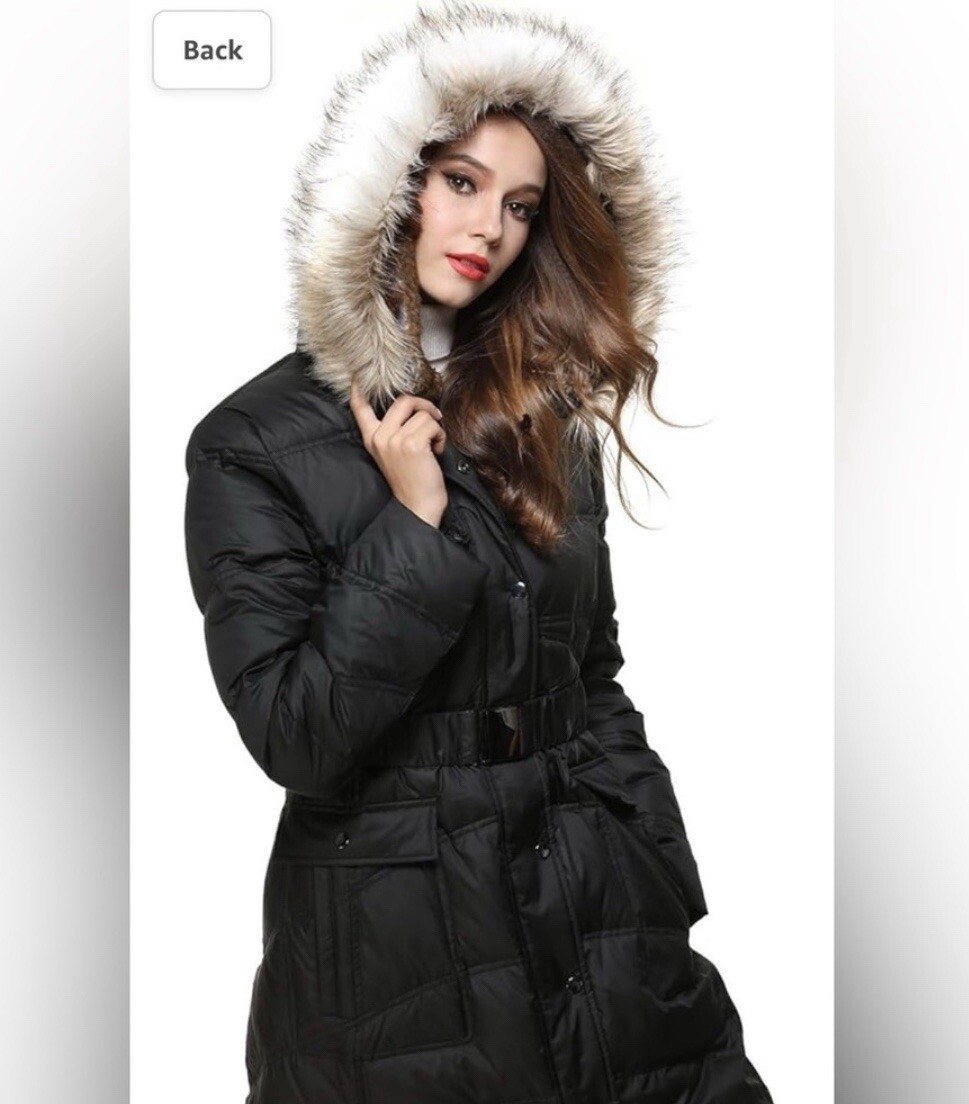 Women’s Down Feather Quilted Puffer Coat Jacket Hoode… - Gem