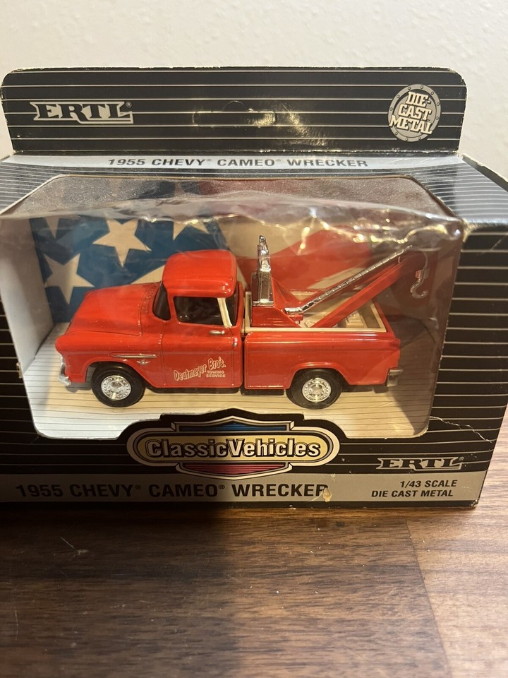 #2159 Ertl Red 1955 Chevy Cameo Wrecker Deutmeyer Bro's ~ NRFB 1:43 | eBay