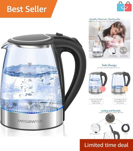 1.8L Borosilicate Glass Kettle with Boil-Dry Protection - Elegant ...