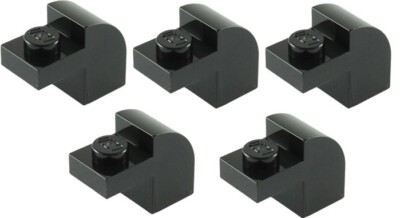 LEGO 5 New Slopes Black Curved 2 x 1 x 1 1/3 Recessed Stud Part 6091 ...