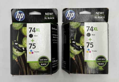 Genuine HP 74XL & 75 Ink Cartridge Set Lot of 2 New Sealed OEM Expired ...