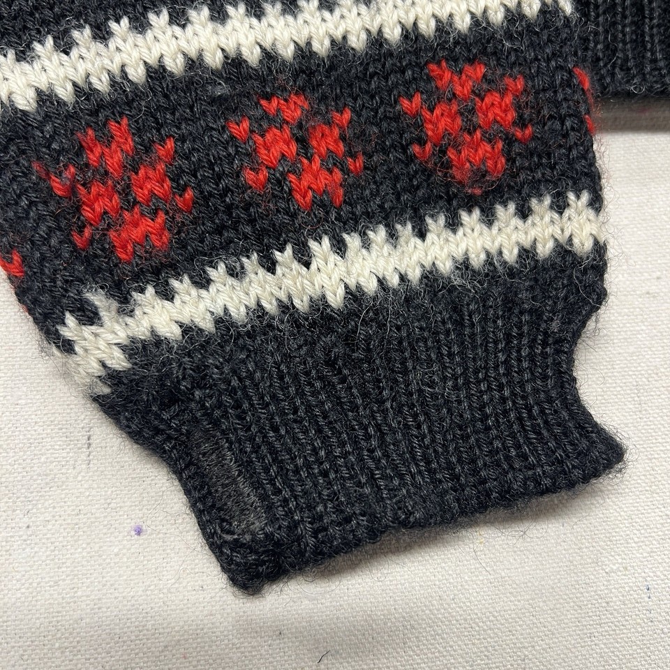 Vtg Dale of Norway Wool Sweater Nordic Reindeer Fair Isle Black Size ...