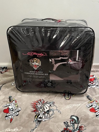 Ed Hardy Queen Black 8pc Comforter Set Love Kills Slowly MWT | eBay