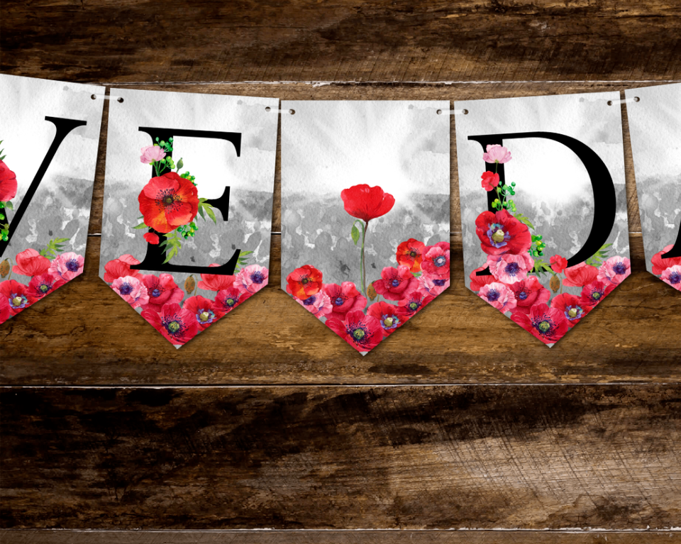 VE Day Poppy Celebration Vintage Newspaper Bunting Decoration WW2 End ...