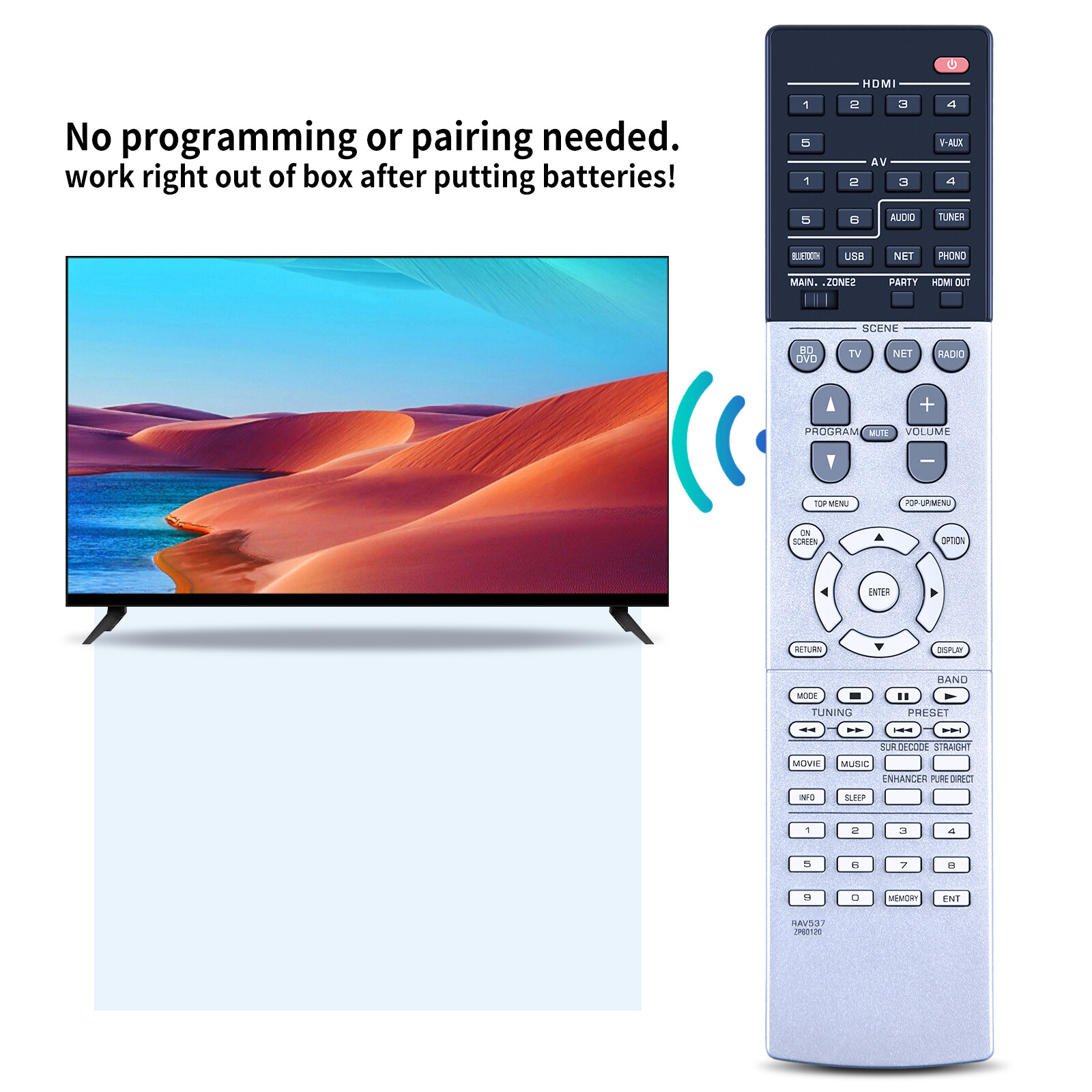 RAV537 Remote Control For Yamaha Receiver RX-A760 RX-V681 RX-V781 TSR ...