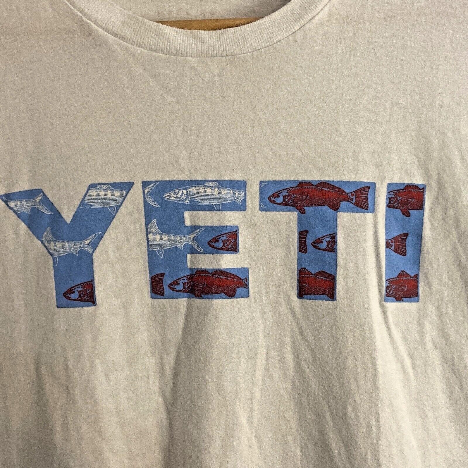 YETI Coolers Fish Logo Built For The Wild S/S White T… - Gem