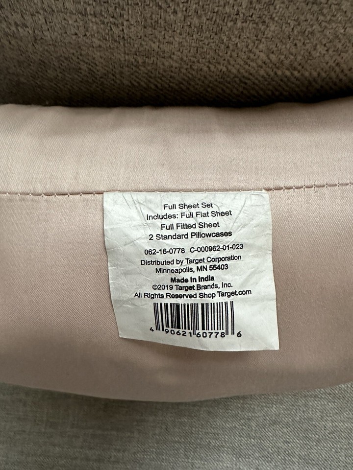 400 Thread Count Solid Performance Sheet Set - Threshold Blush Full | eBay