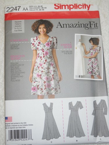 Dress with Amazing Fit Princess Seams size 10-18 Simplicity 2247 Sewing ...